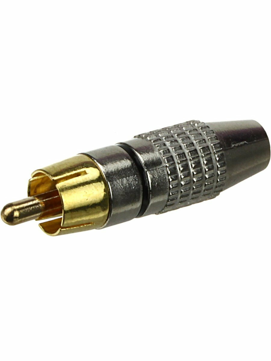 Разъем RCA Gold metal под обжим 6мм на провод, черная полоска