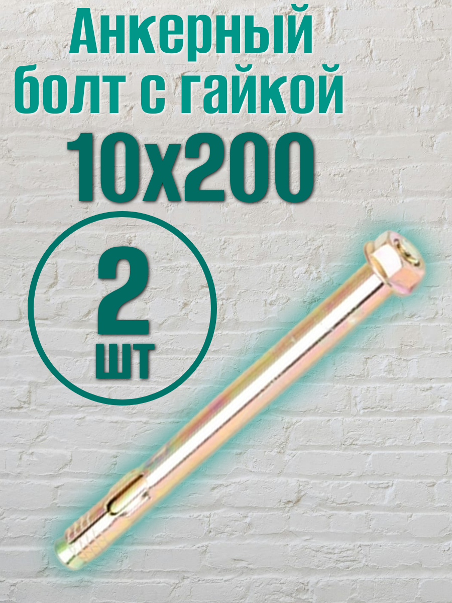 Анкерный болт с гайкой 10х200 (2 шт)