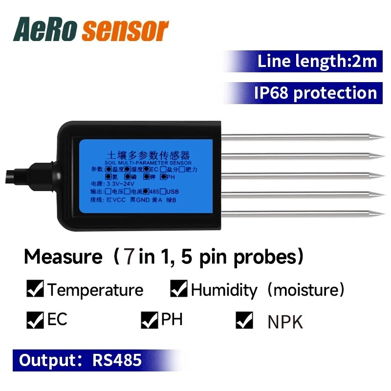 Датчик почвы 7-в-1 AeroSensor, IP68, RS485