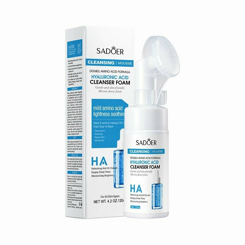 HYALURONIC ACID Cleanser Foam, Sadoer (Очищающий мусс с гиалуроновой кислотой и аминокислотами), 120 мл.