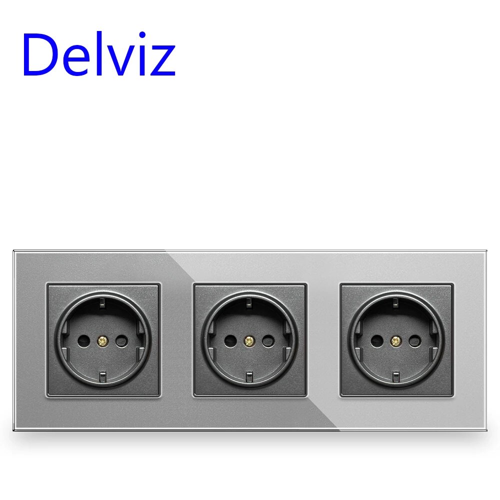 Розетка Delviz Grey, 16 А, стеклянная
