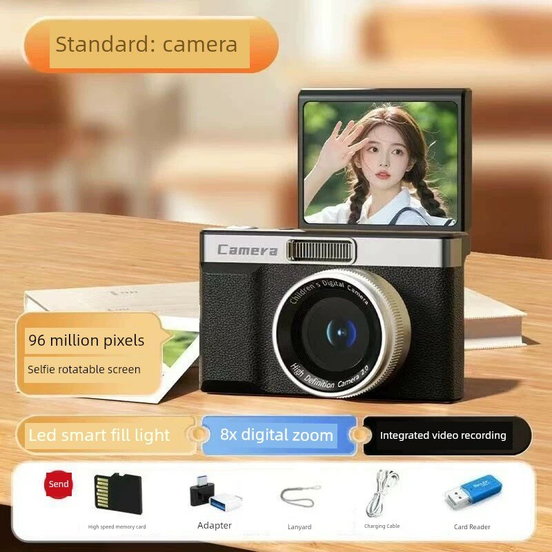 Z6 Классический черный фотоаппарат без карты памяти с поворотным экраном 180°, светодиодной подсветкой, фильтрами