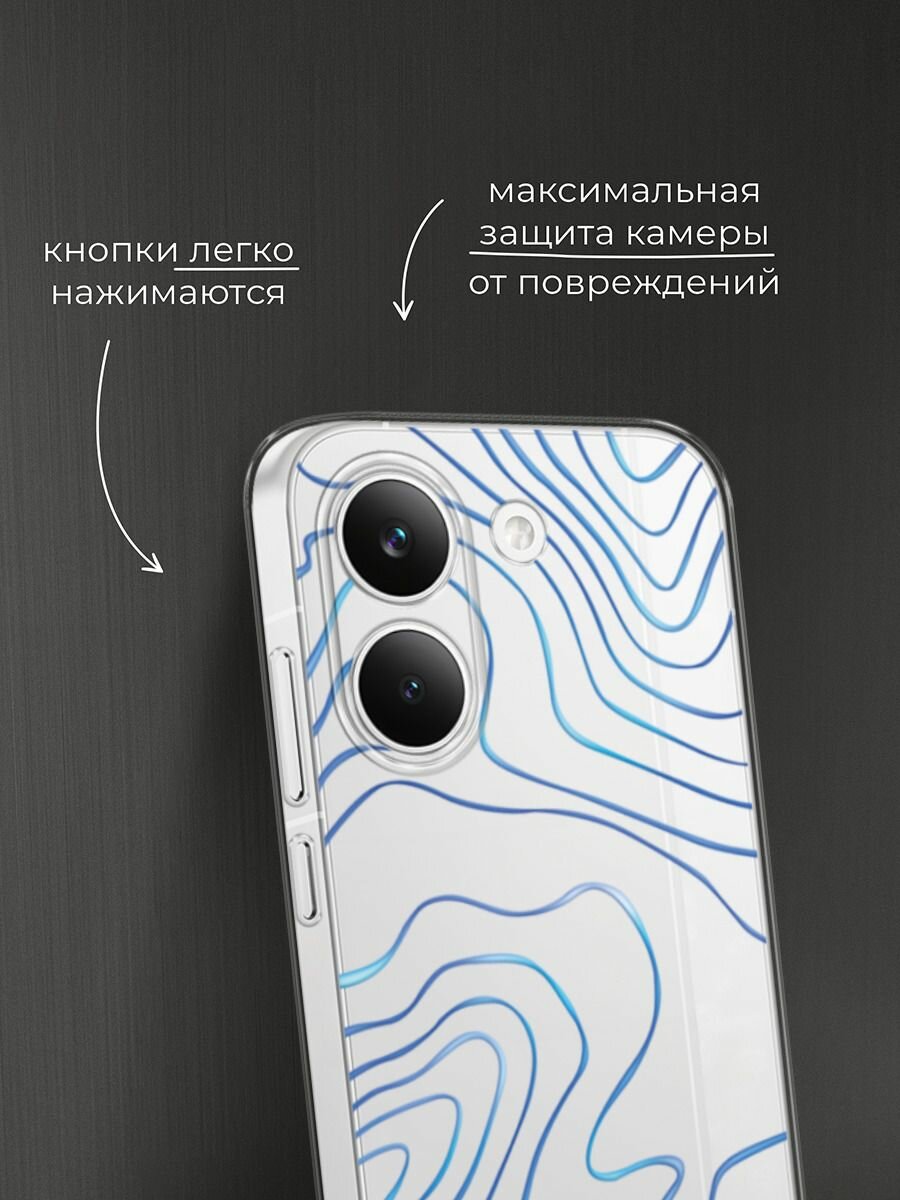 Чехол на Poco X8 Pro / Поко X8 Про с принтом Blue lines, прозрачный — фото 1