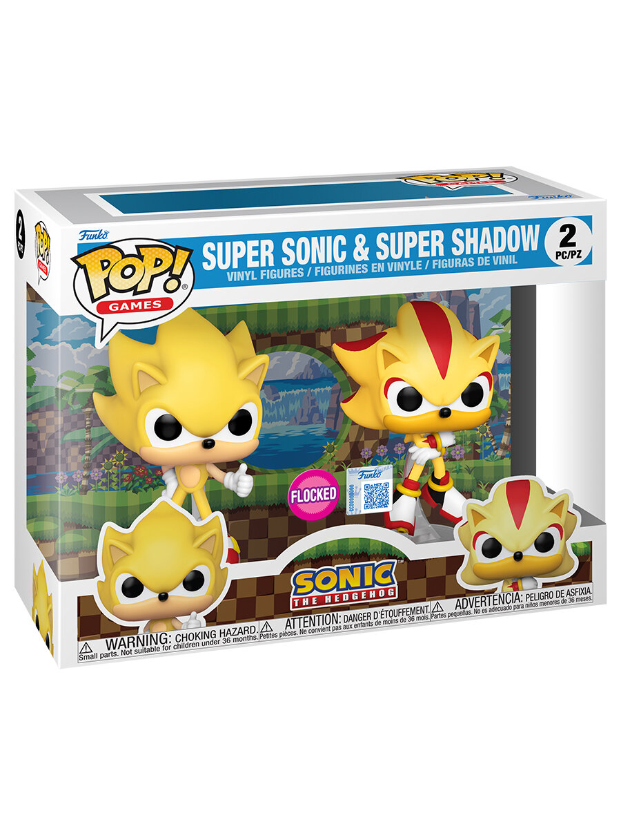 Набор Funko POP! Games. Sonic the Hedgehog. Super Sonic & Super Shadow (Flocked) (Exc) 2pk