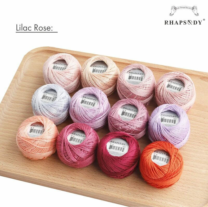 Нитки для вышивания Rhapsody Lilac Rose, размер 8