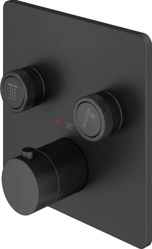 Термостатический смеситель встраиваемый Plumberia Selection PSBOX PSB2902NO С внутренней частью, из нержавеющей стали, рычажный, настенный, черный, матовый, с керамическим картриджем