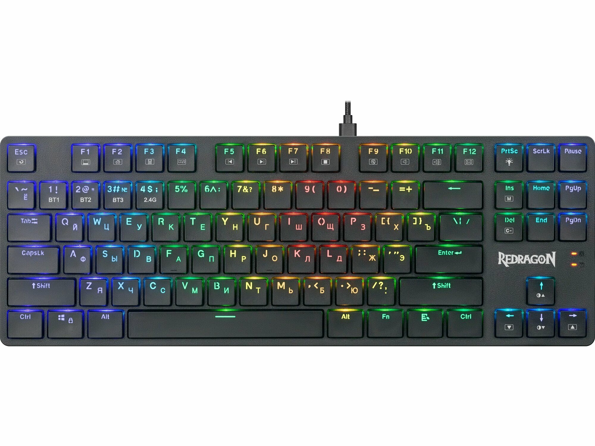Игровая беспроводная клавиатура REDRAGON ANUBIS чёрная (USB, Bluetooth, 2.4G, OUTEMU BROWN, 87 кл , RGB подсветка, 1900 мА)