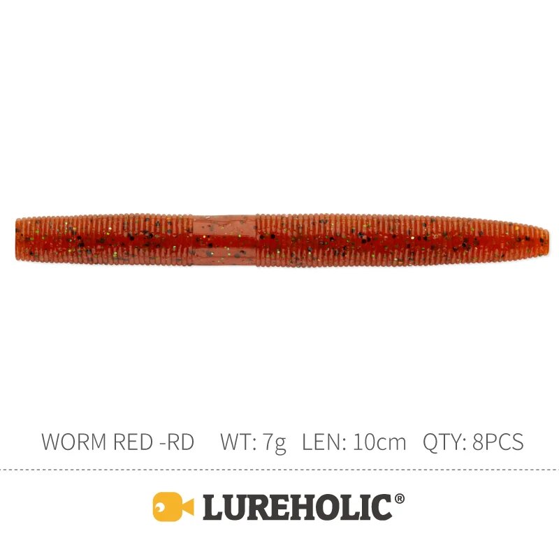 Приманка LUREHOLIC Worm Red, 10 см, 8 шт