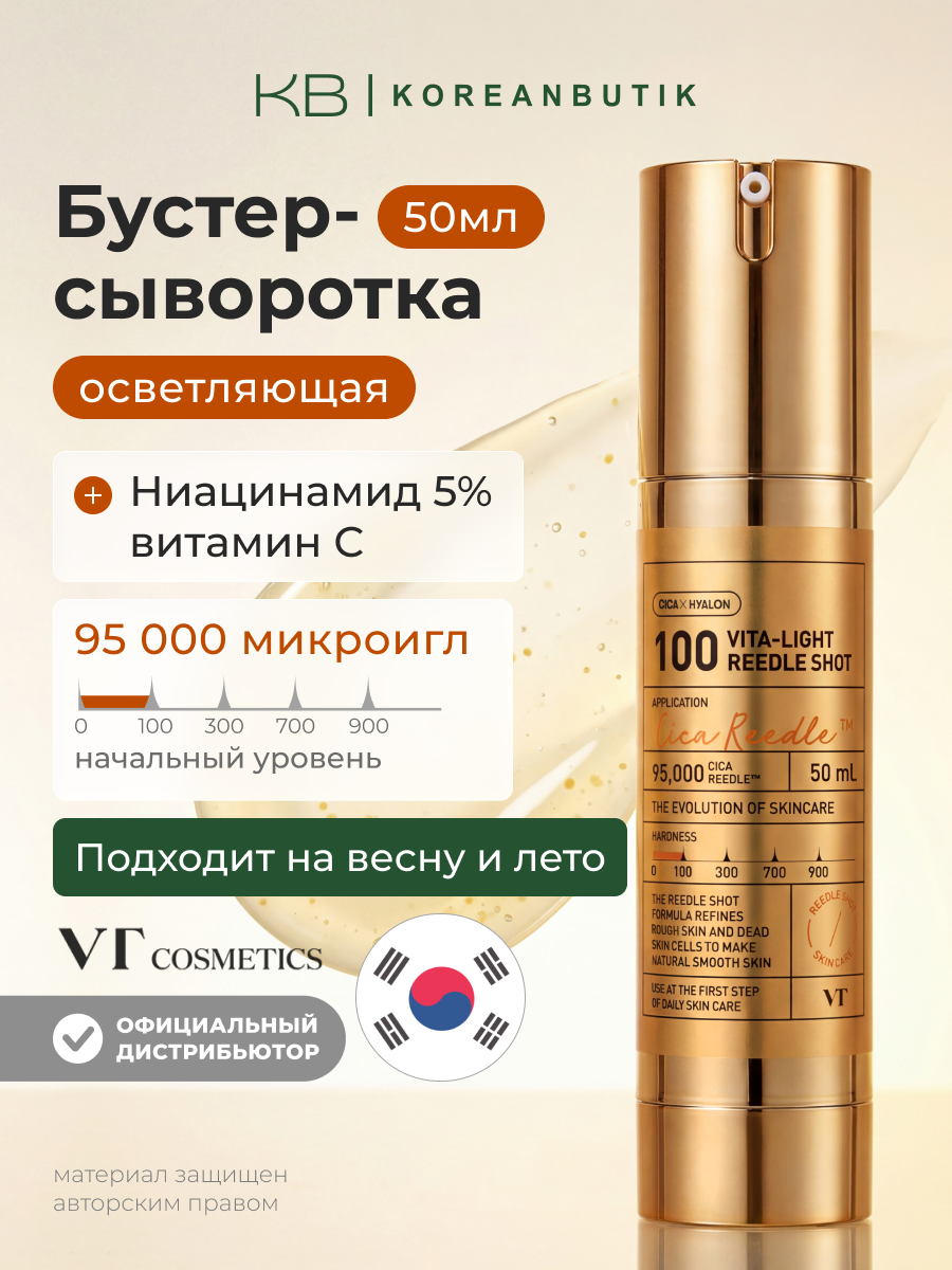 Бустер-сыворотка с микроиглами и витамином С | VT Cosmetics Vita-Light Reedle Shot 100 50 ml