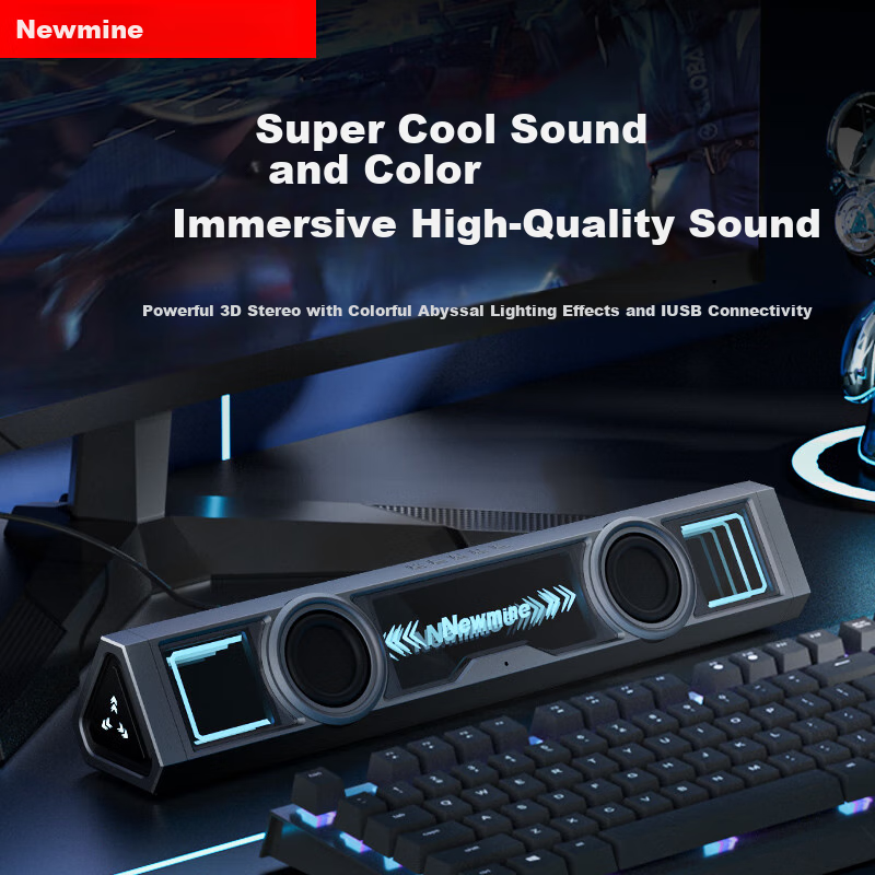 BT518 Bluetooth-колонки для компьютера с круговым звуком, глубоким басом и RGB-подсветкой для домашнего ПК