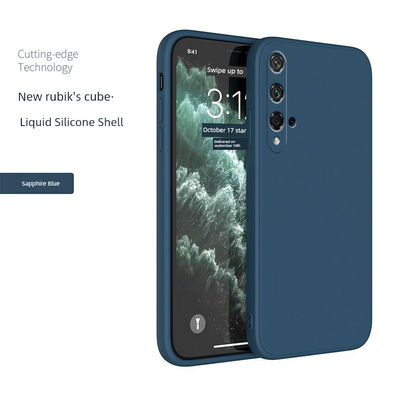 Чехол-накладка из жидкой силикона для Honor V10, изумрудно-голубой, мягкий ТПУ чехол для смартфона