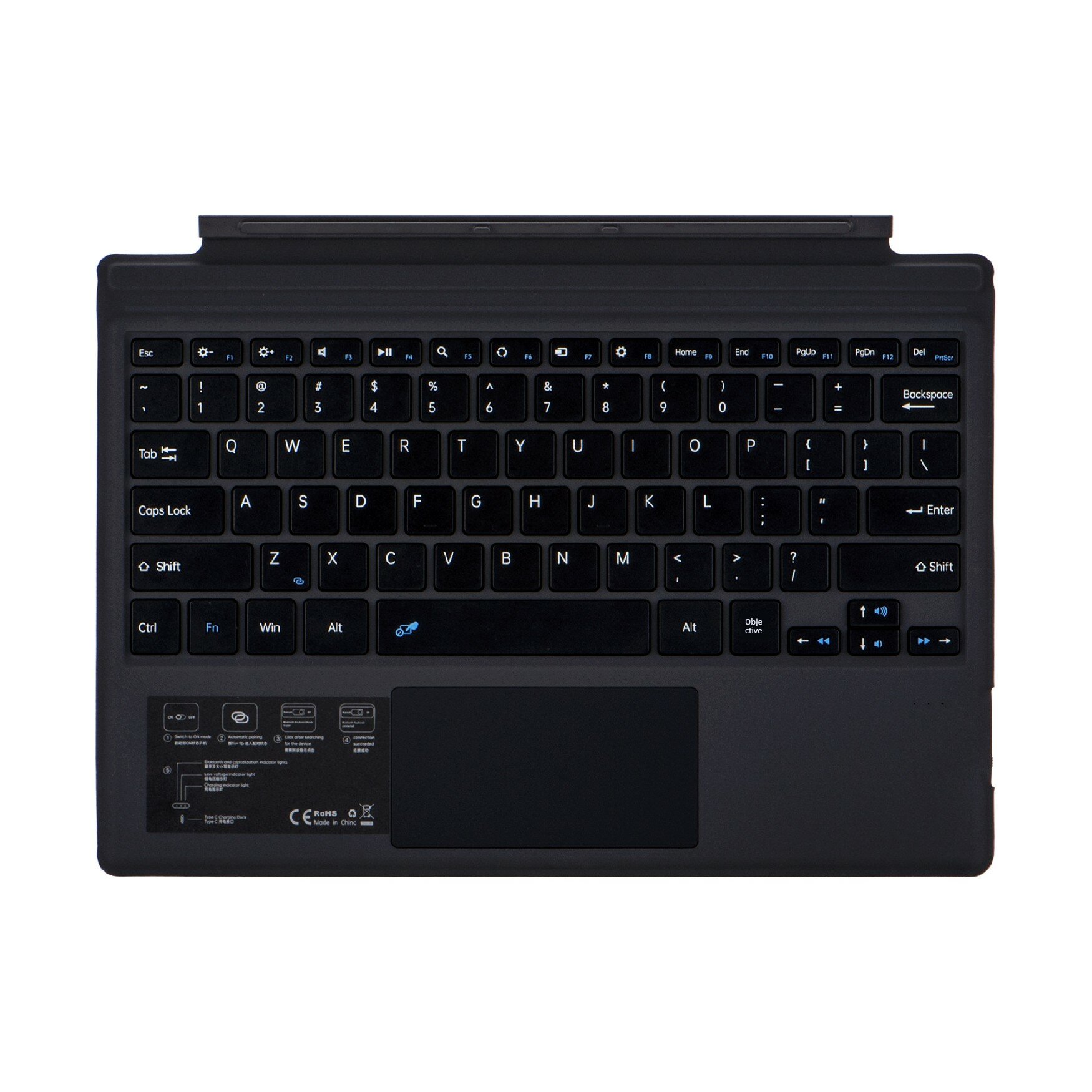 Магнитная клавиатура для Microsoft Surface Pro 3/4/5/6/7/8/9/10 стандартная без подсветки Классический черный