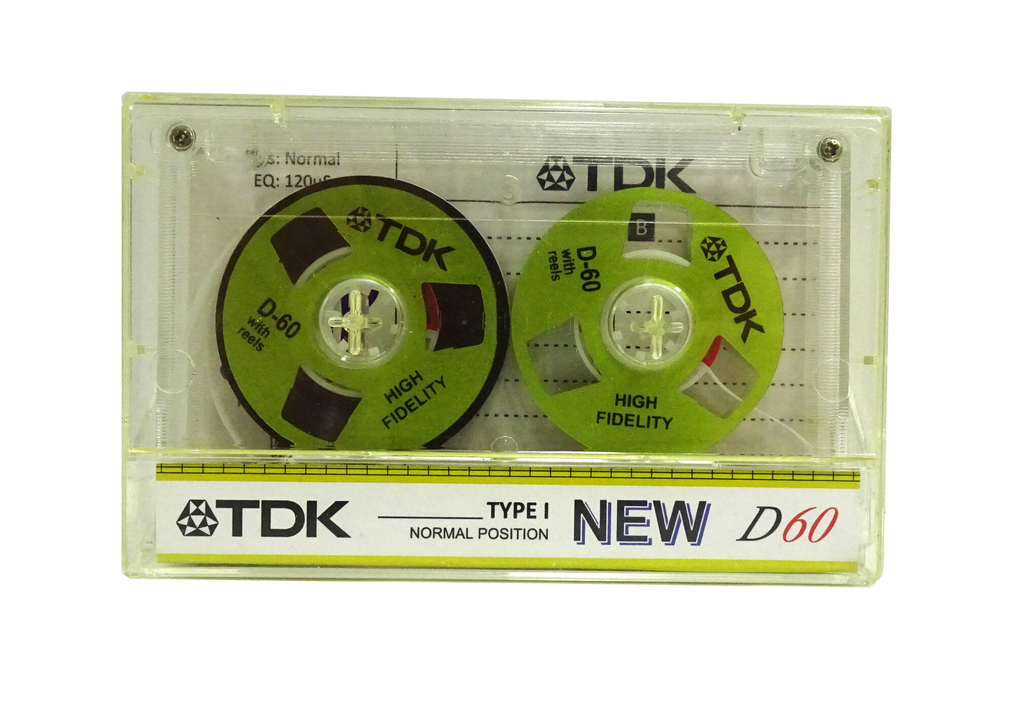 Аудиокассета "TDK D60" c катушками зелёный металлик