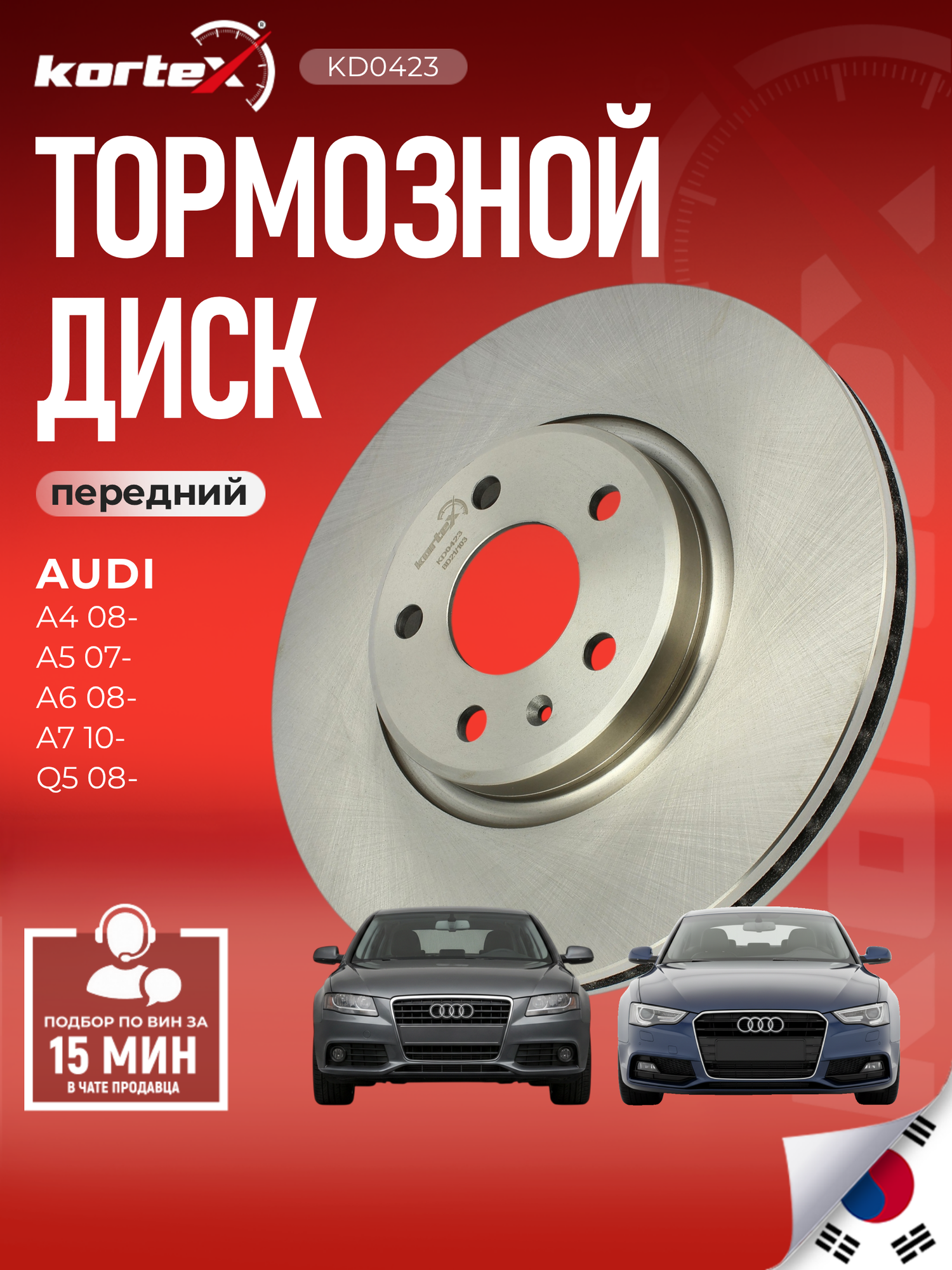 Диск тормозной Kortex для AUDI A4 / A5 07- / A6 / A7 10- / Q5 08- передний вентилируемый(d-320mm)