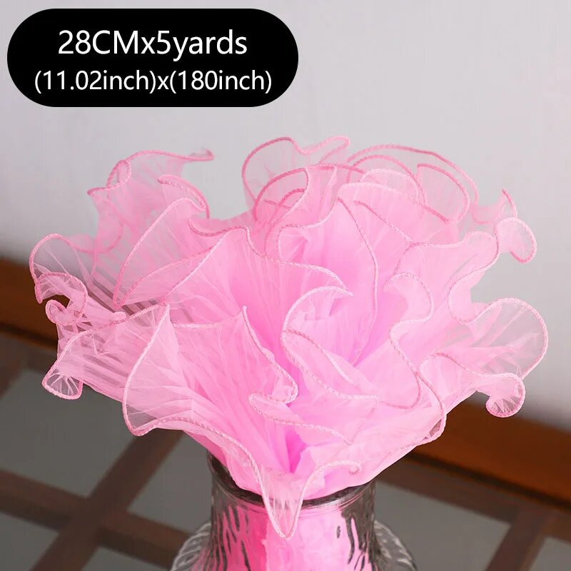 Волнистая сетка для упаковки цветов 5 ярдов Розовый, Plain rose red