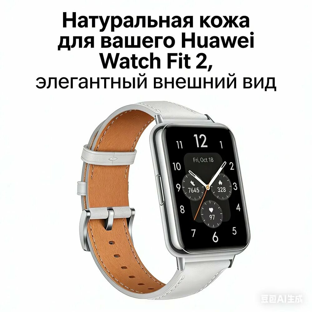 Ремешок для смарт часов 20мм экокожа с адаптером для Huawei Watch Fit 2, белый, браслет для умных часов с переходником для хуавей фит 2