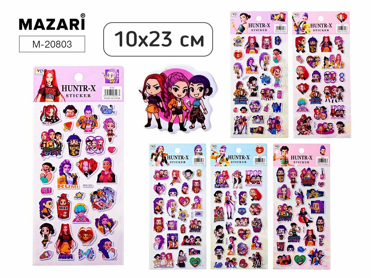 Наклейки декоративные "K-POP", 6 дизайнов в наборе, 10x23см, яркий принт