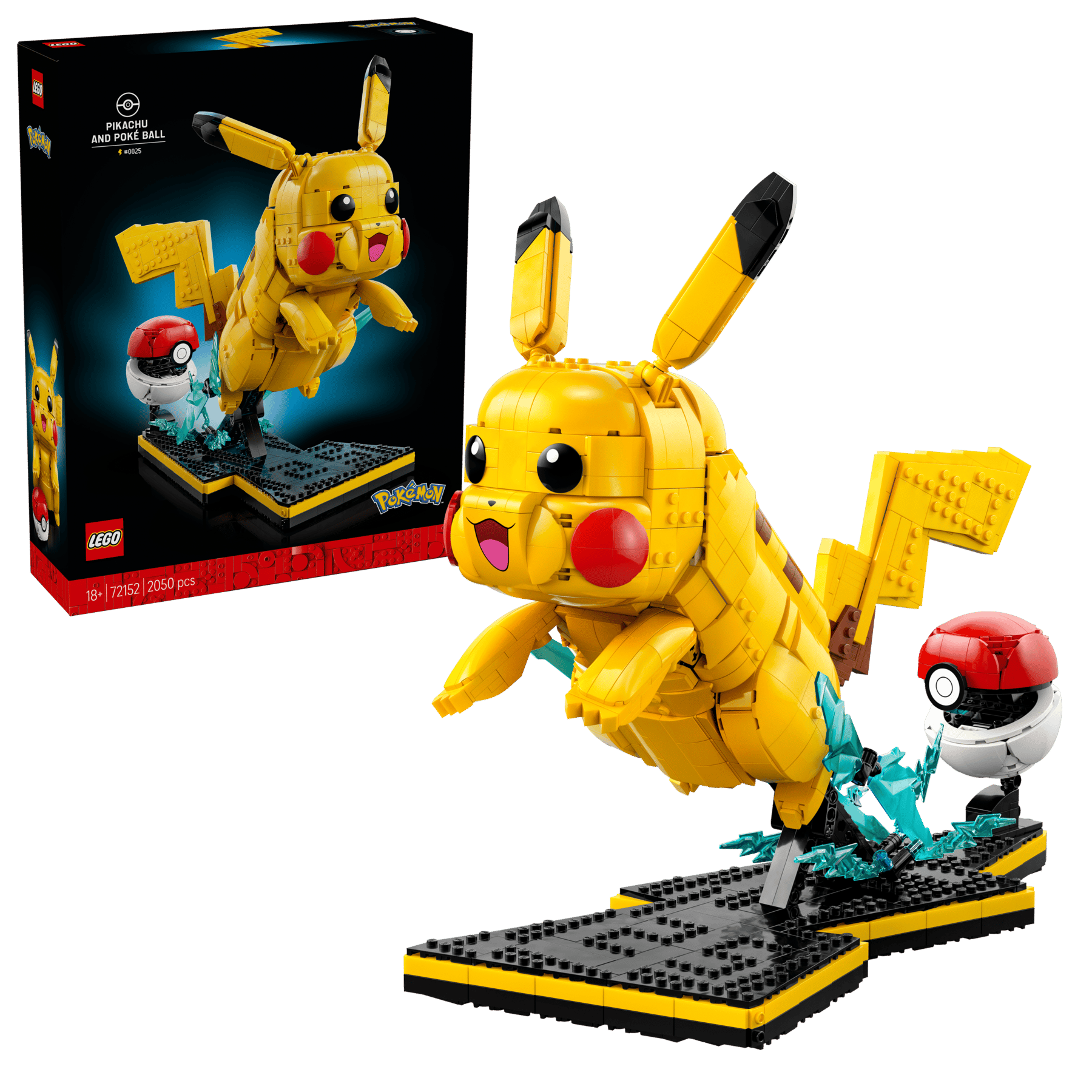 Конструктор LEGO Pokemon 72152 Пикачу и покебол, желтый, 2050 дет.