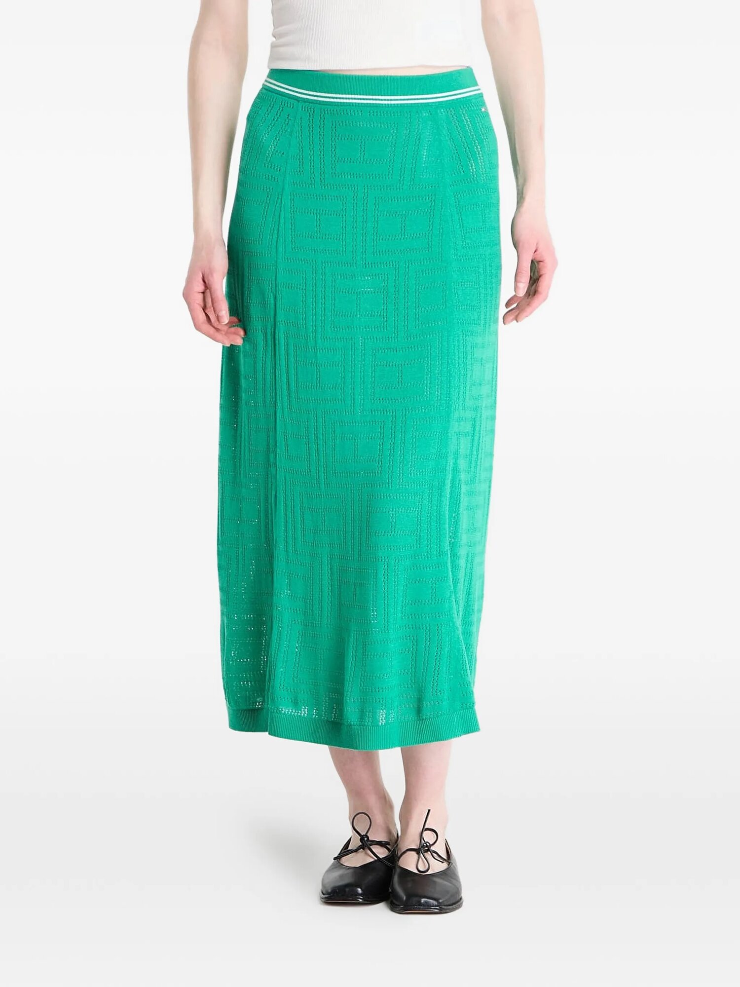 Юбка Monogram-knit striped-trim midi skirt