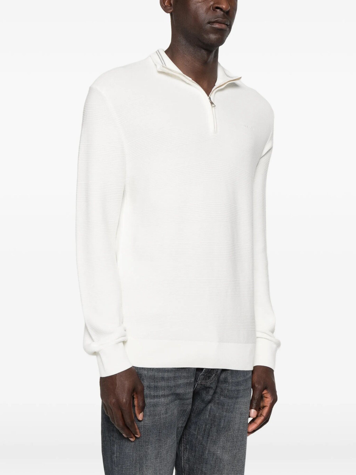 Свитер GANT Quarter-zip ribbed-knit sweater, размер 54, , разноцветный — фото 1