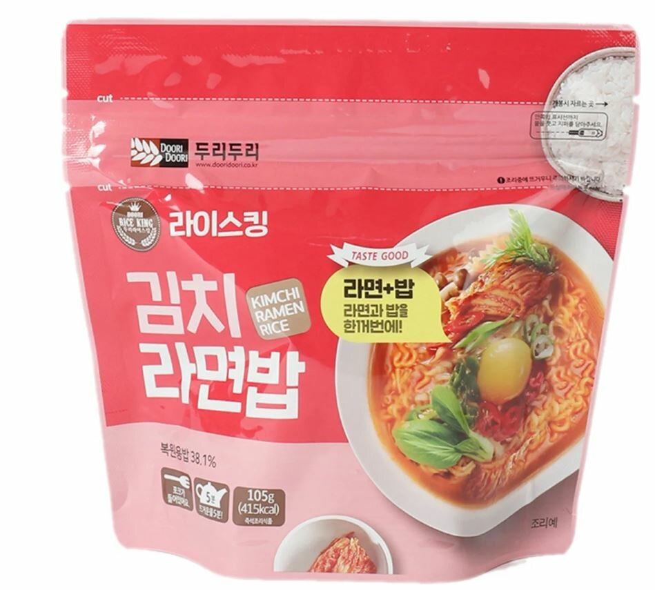 Doori Doori Корейский Рамен Боб (Рис и Лапша) с Кимчи Kimchi ramen rice 105г, Корея