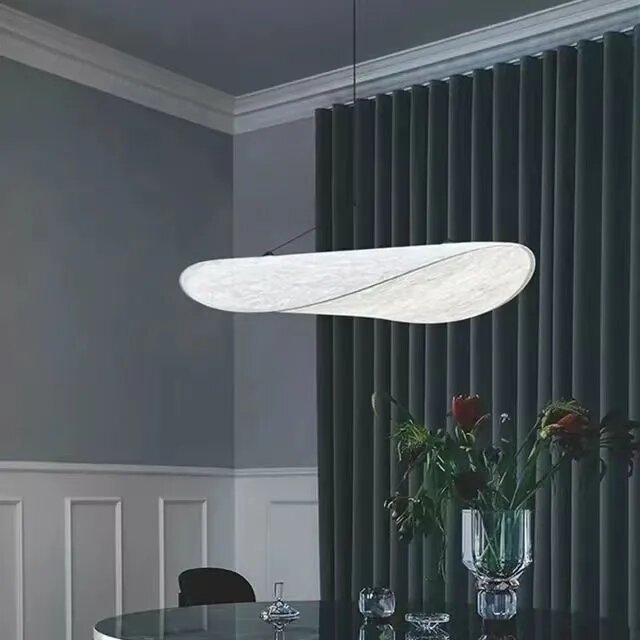 Ronaldo lighting LED Люстра овальной формы 400x400x1500мм текстильный плафон Белый для гостиной — фото 1
