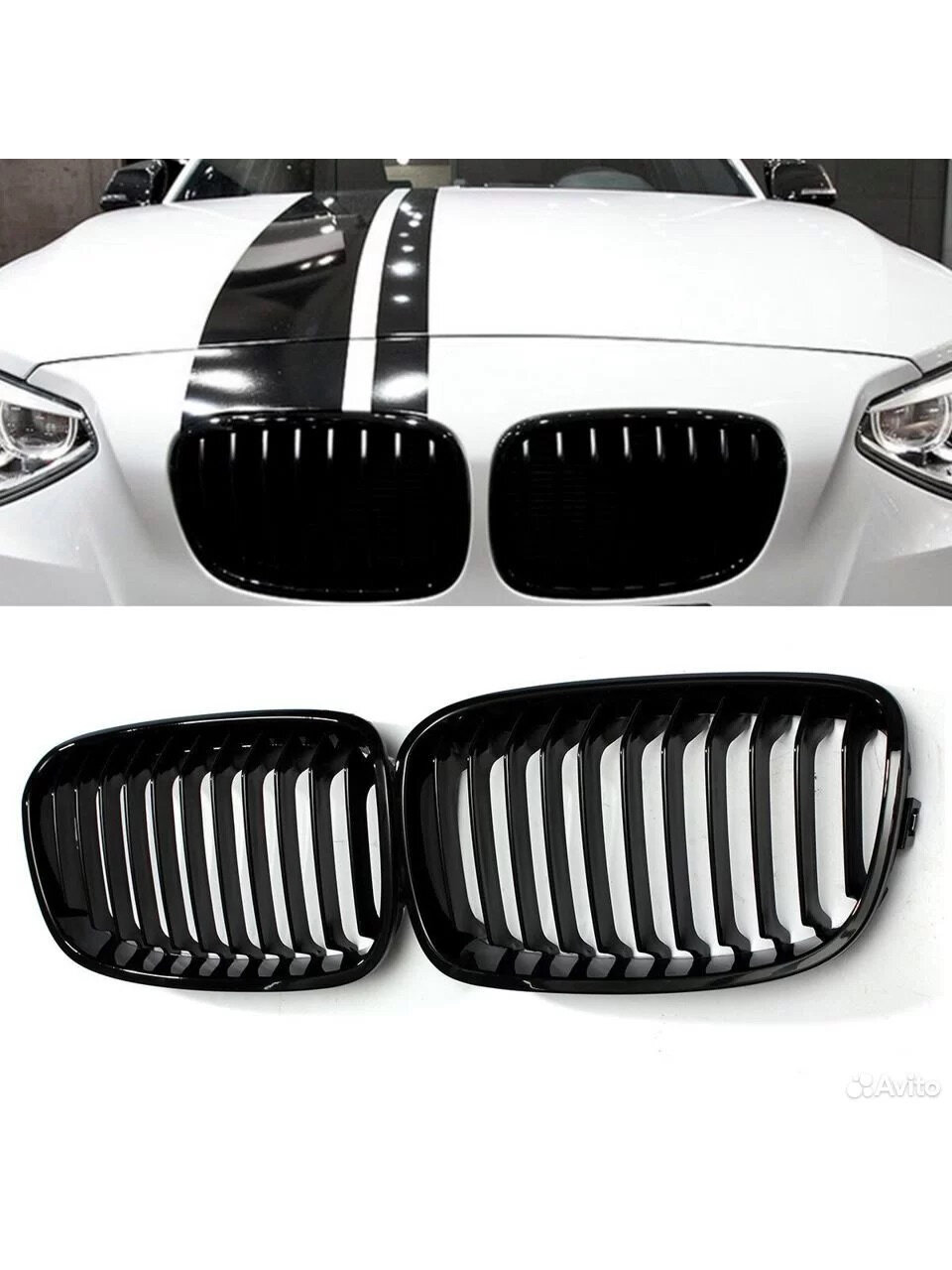 Решетка радиатора BMW F20 F21 (2011-2014) черный глянец