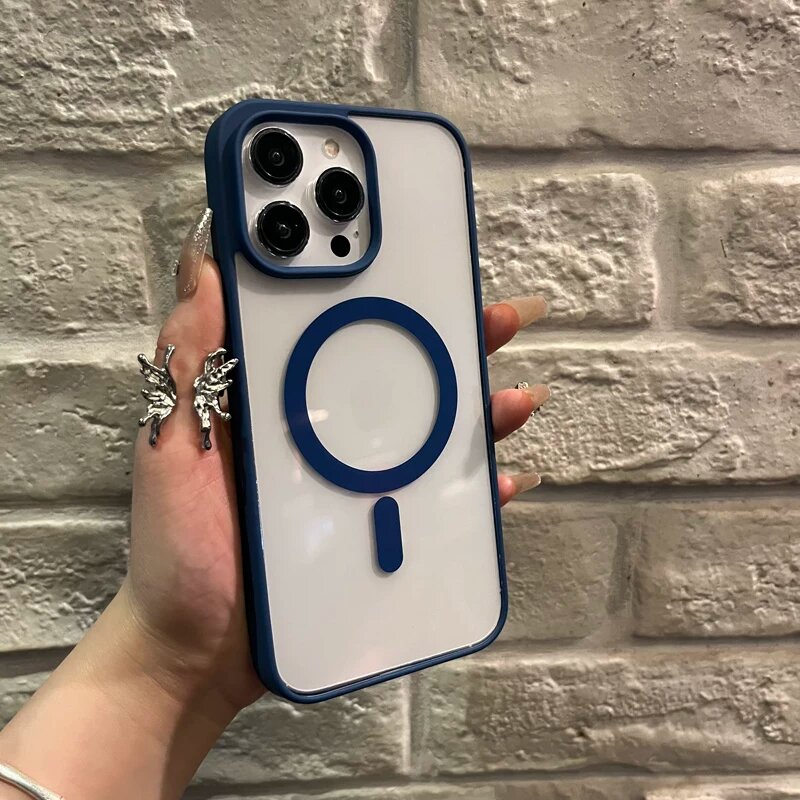 Магнитный чехол с поддержкой MagSafe для iPhone 8 Plus, матовая поверхность, антипрокольный, цвет темно-синий,