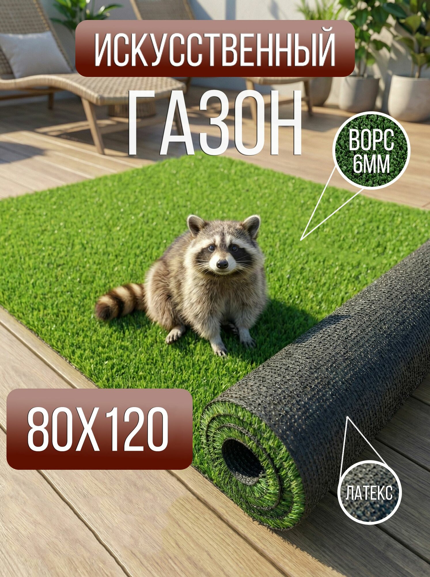 Moon Carpet Искусственный газон 80х120 cм трава покрытие для дома, дачи, сада, улицы настил