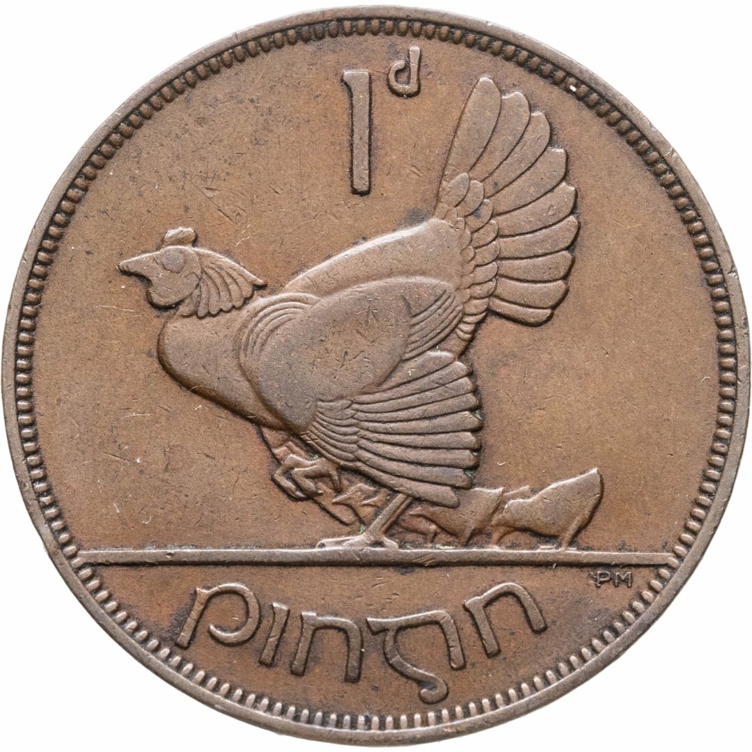 Ирландия 1 пенни penny 1937, Бронза, в сохранности VF