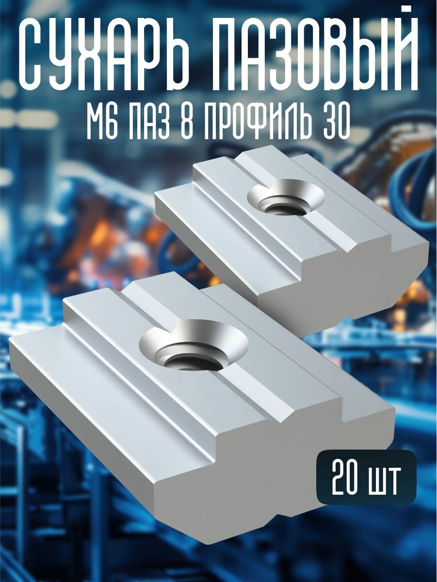 Сухарь пазовый М6 паз 8мм профиль 30мм, 20 шт. TRIDIPRO