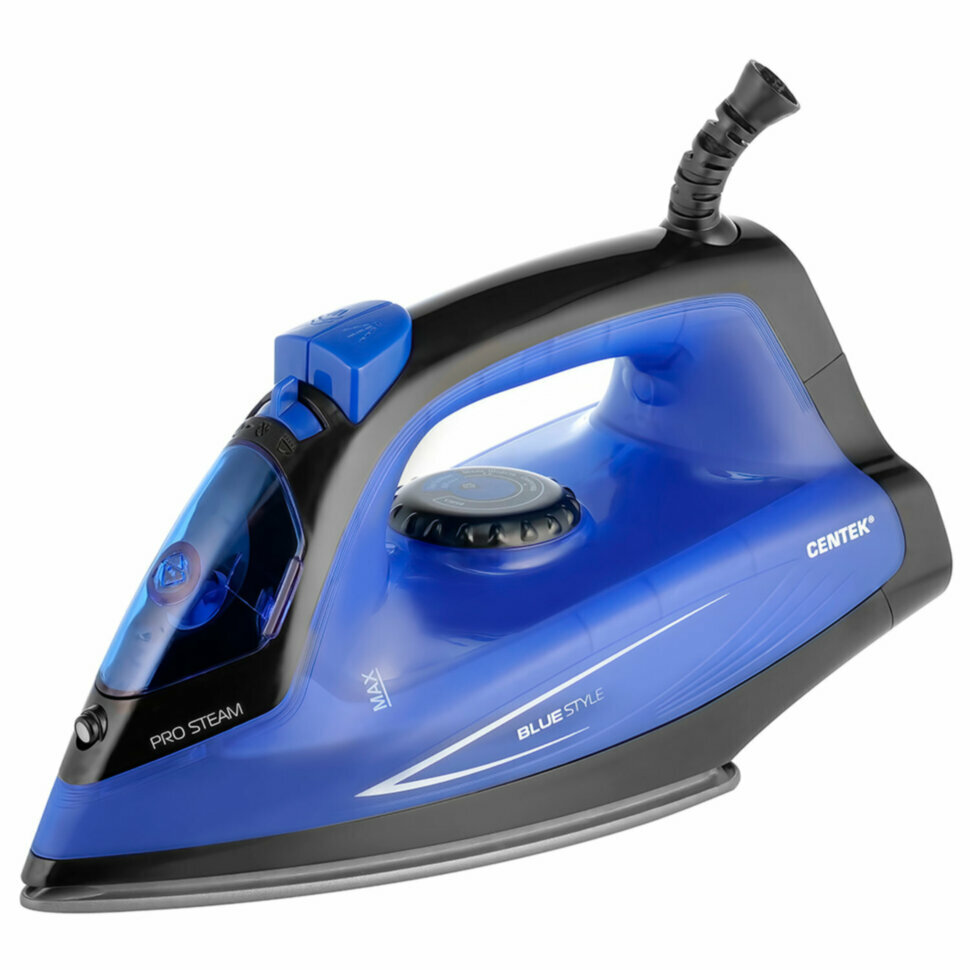 Утюг CENTEK CT-2360, 1600 Вт, антипригарное покрытие, антикапля, антинакипь, синий, CT-2360 BLUE, 457617