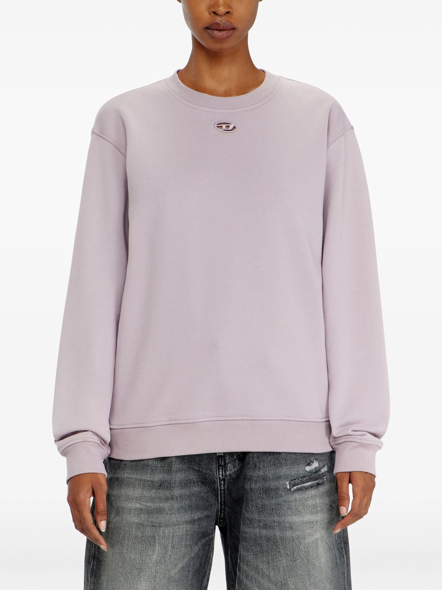 Толстовка DIESEL Oval-D embroidered sweatshirt, размер XS, , фиолетовый — фото 1
