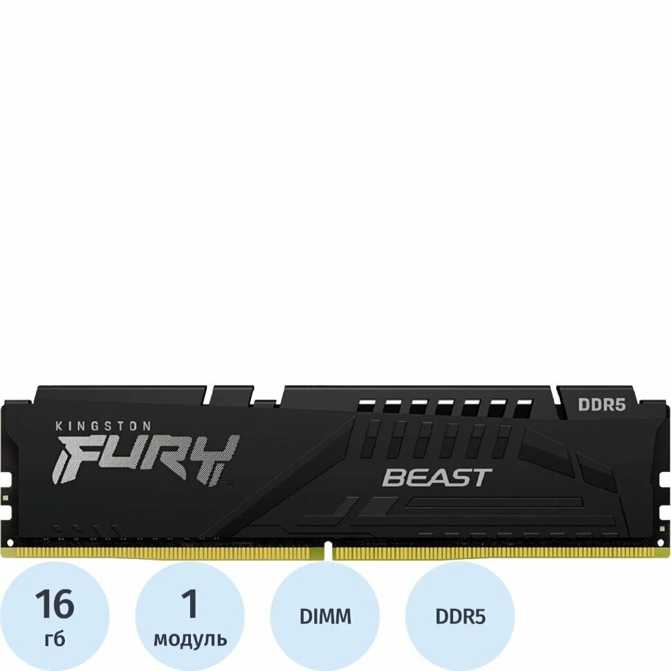 Модуль памяти Kingston FURY Black DDR5 DIMM 16GB 5200Мгц(KF552C40BB-16), 2249058