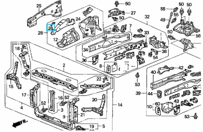 Кронштейн, передн. крыло; задний; Артикул Honda: 60619S6A300ZZ (Оригинал)