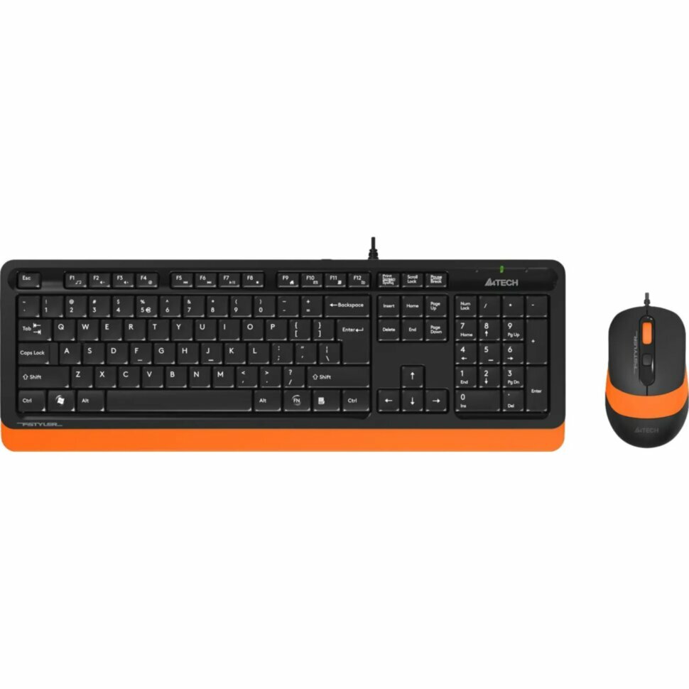 Набор клавиатура+мышь A4Tech Fstyler F1010 кл: черн/оранж м: черн/оранж USB, 1791253