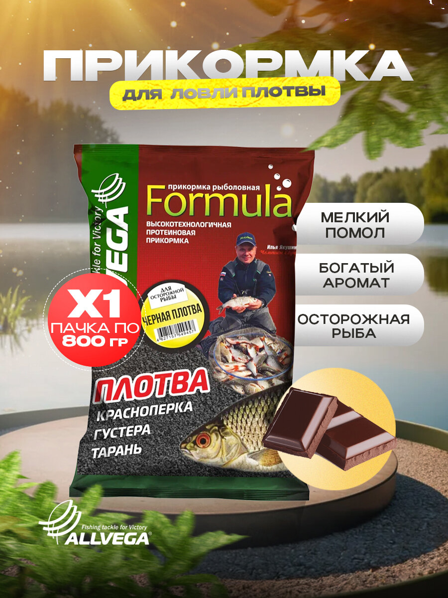Прикормка для рыбалки ALLVEGA Formula Черная плотва 1 пачка 0,8кг
