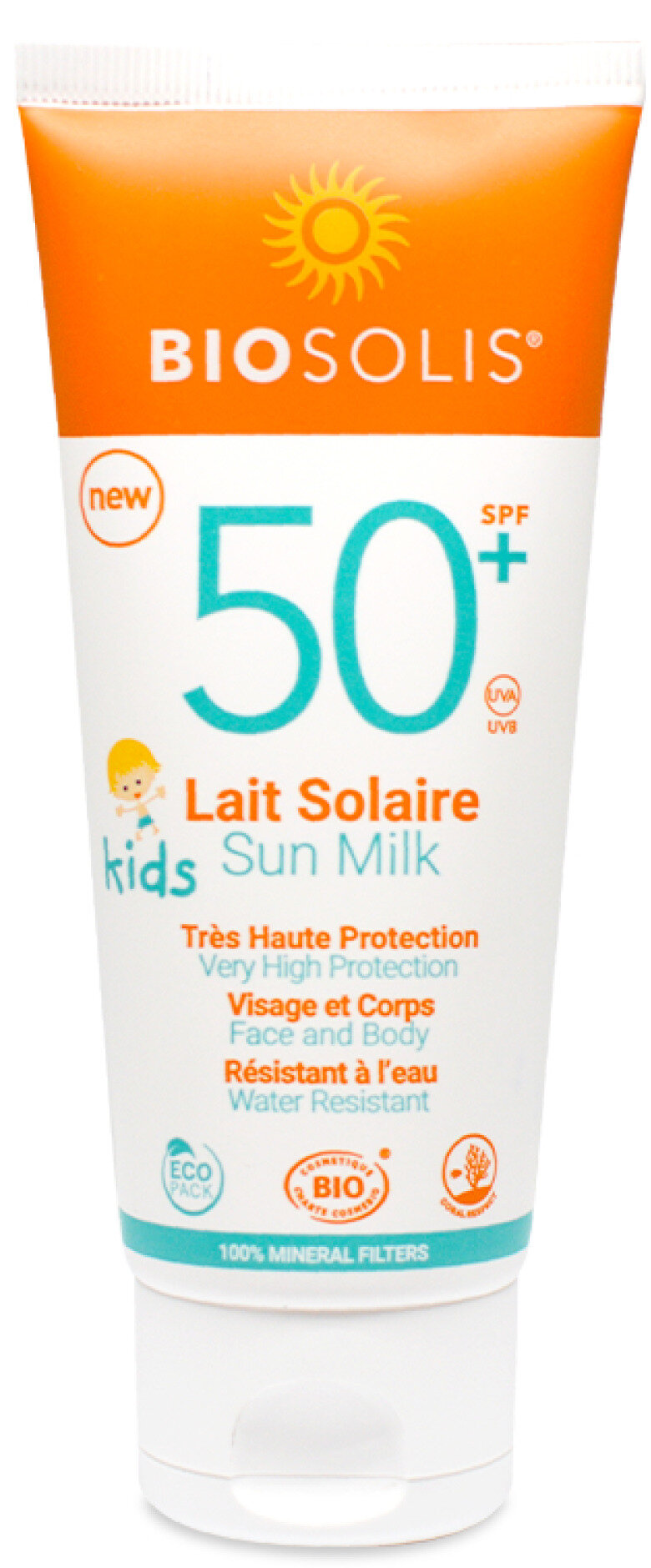 Натуральное детское Солнцезащитное молочко для лица и тела SPF 50+, детское, натуральное, BIOSOLIS, 100 мл