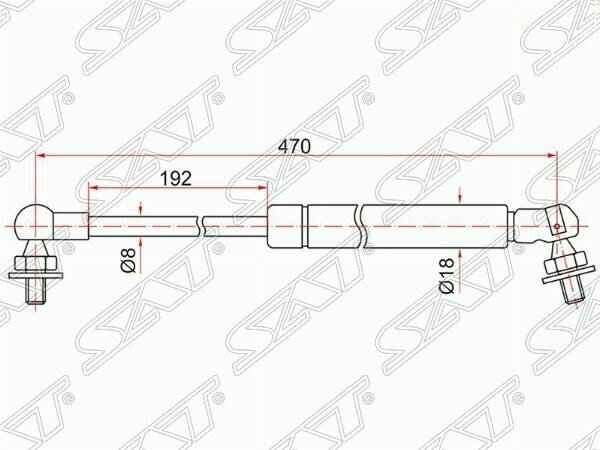 Амортизатор капота SAT ST-53440-29075 Toyota Mark II X90 92-96, Chaser 92-96 справа слева