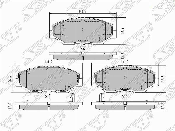 Колодки тормозные спереди SAT ST-45022-SDC-A10 Honda Accord 02-08 / Civic 11-19
