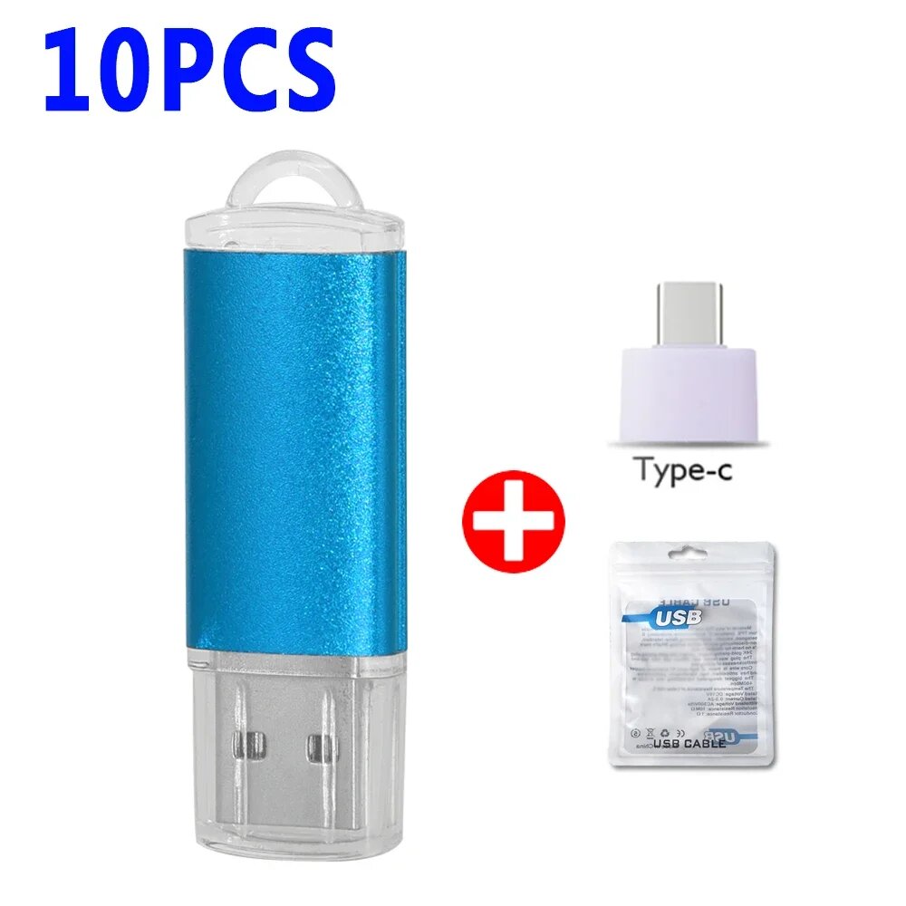 KAWEIDA USB-флешки 10 шт, 256МБ-64ГБ 1GB x10pcs, blue2.0