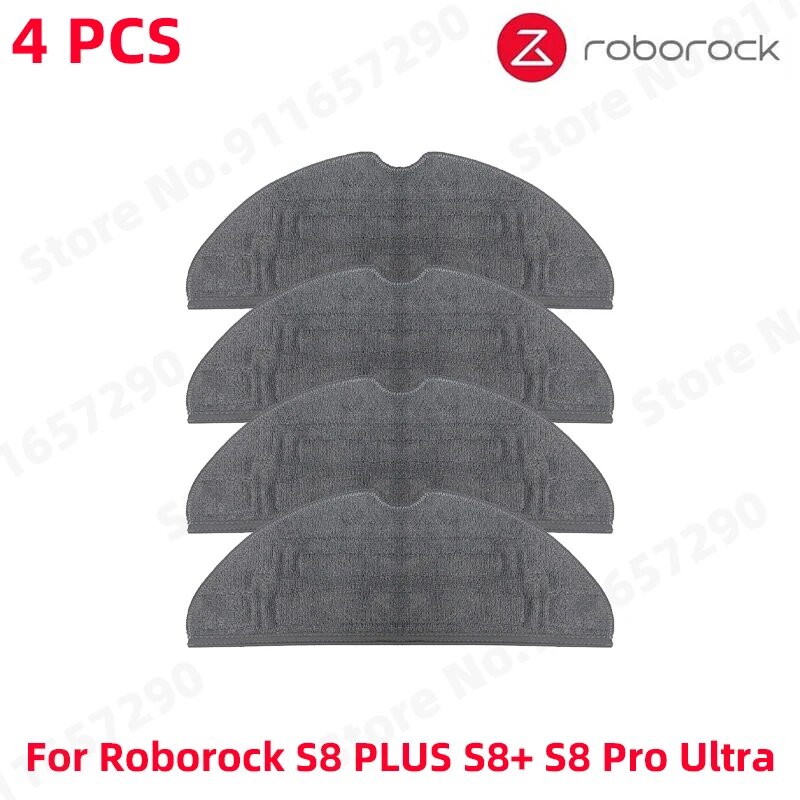 4шт. Тканевые салфетки для Roborock S8 PLUS/S8+/Pro/Ultra, серые, Mop X4