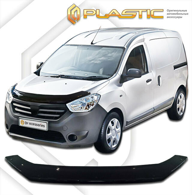 Дефлектор капота Renault Dokker 2012 н. в. Черный глянцевый СА Пластик