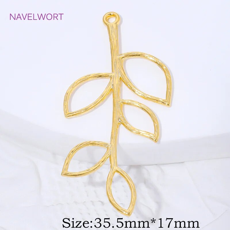 Подвески NAVELWORT золотистые листочки, 2 шт, 18K Gold Plated