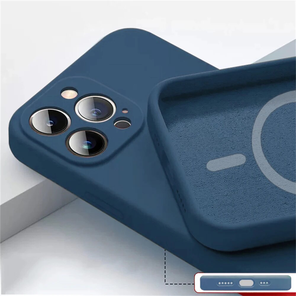 Магнитный Чехол Из Жидкого Силикона Для iPhone 14 Pro Max 13 12 Mini 11 X Xs Xr Xs Max, Совместимый С Magsafe