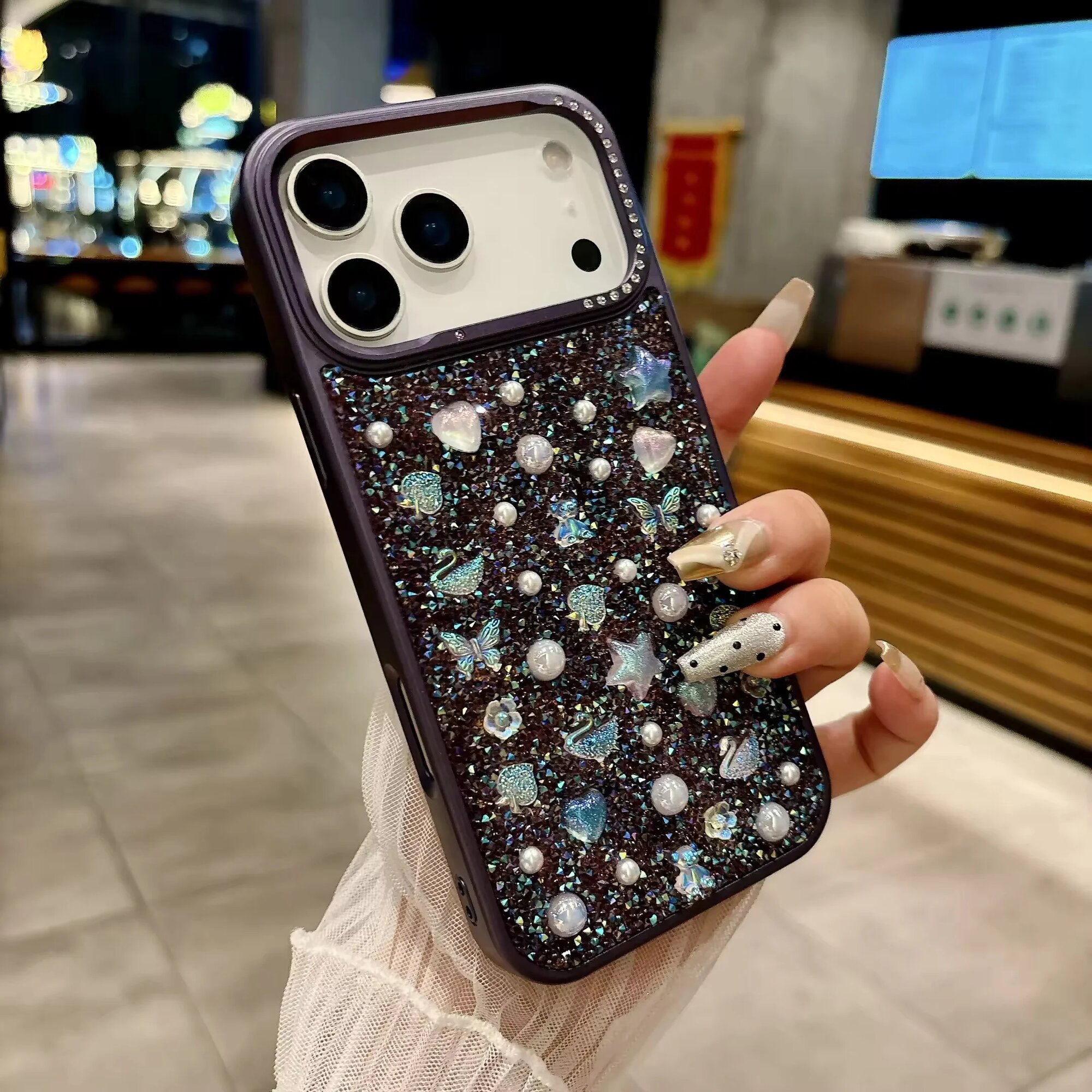 Роскошный Чехол Для iPhone 17/16/15/14/13 Air Pro Max С Блестками И iPhone 16, Фиолетовый, PURPLE