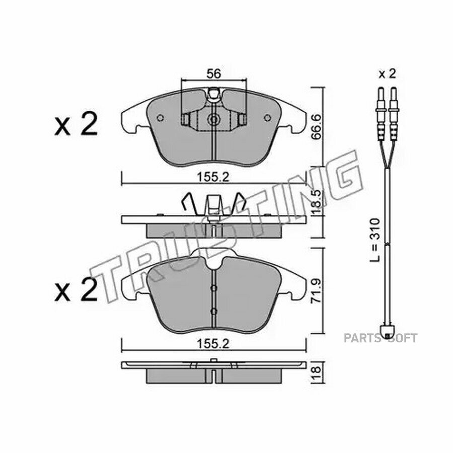 Колодки дисковые передние Citroen C5, Peugeot 407/508 1.8/2.0/1.6HDi/2.0HDi 08> от официального дистрибьютора, TRUSTING, артикул 6915W