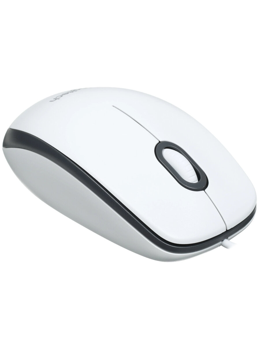 Проводная мышь Logitech M100, 2 кнопки, 1000 DPI, белая, проводная, 1,8 м — фото 1
