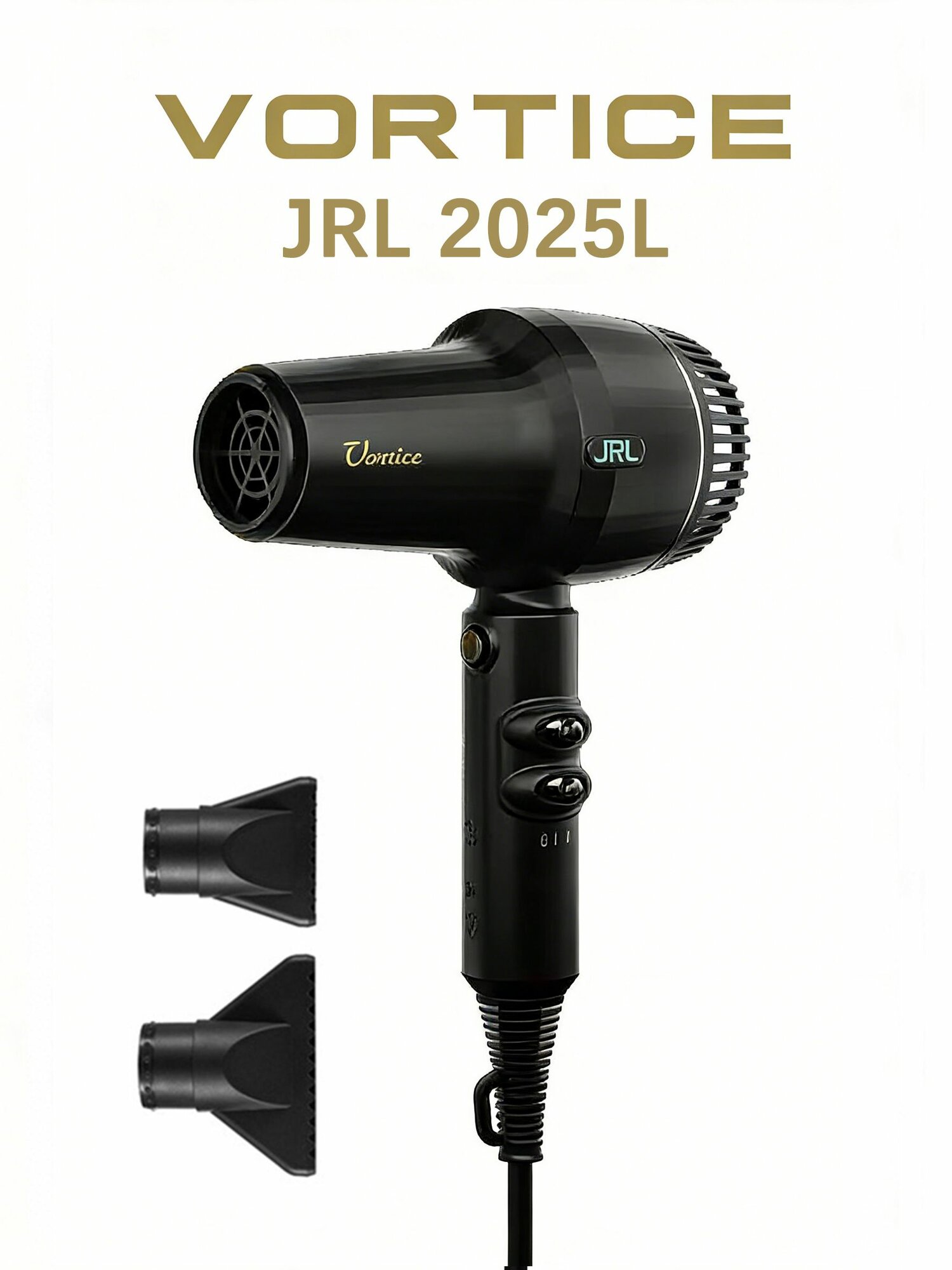 JRL Фен для волос Professional 2025L 2500 Вт, скоростей 2, кол-во насадок 3, черный матовый