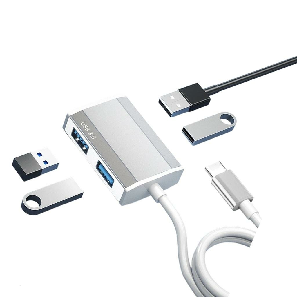 Портативный USB 3.0 хаб с гигабитным Ethernet, Серебро - ТИП